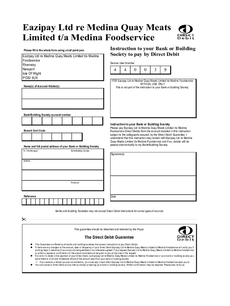 Fillable Online Eazipay Ltd re Medina Quay Meats Limited t/a Medina ...