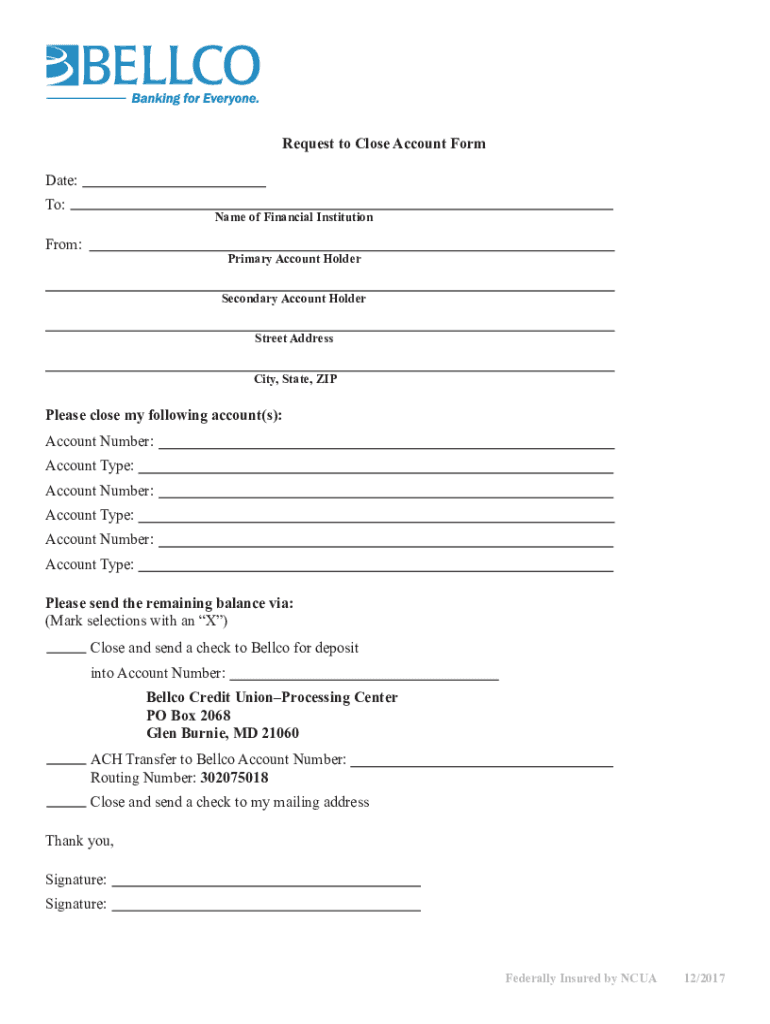 Fillable Online Request to Close Account Form Fax Email Print - pdfFiller
