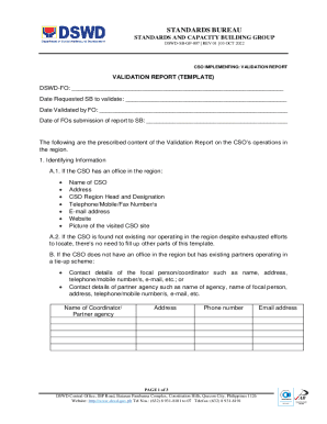Fillable Online dswd-sb-gf-007 validation report (template) Fax Email ...