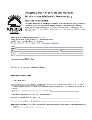 Fillable Online Oregon Sports Hall of Fame and Museum MacTarnahan ...