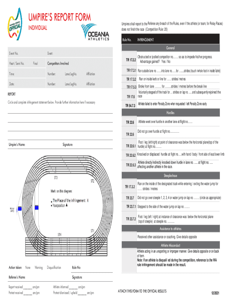 Fillable Online UMPIRE'S REPORT FORM Fax Email Print - pdfFiller