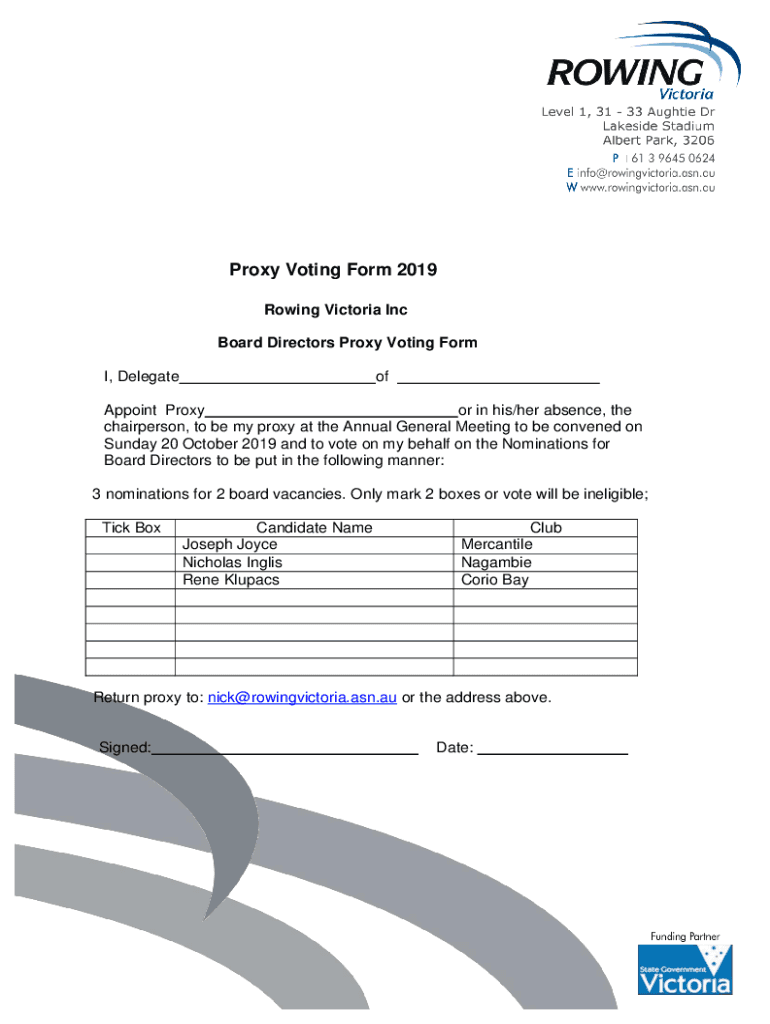 Fillable Online proxy form: for voting members only fsa board of directors Fax Email Print ...