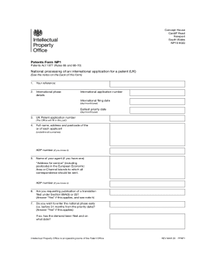 Fillable Online Patents Form NP1 - GOV.UK Fax Email Print - pdfFiller