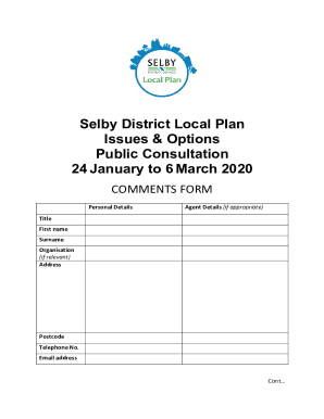 Fillable Online Sustainability Appraisal Comments Form Fax Email Print ...