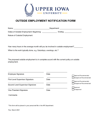 Fillable Online REQUEST FOR OUTSIDE EMPLOYMENT - City of Coalinga Fax ...