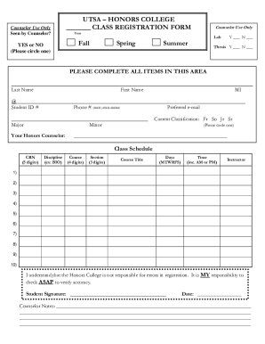 Fillable Online honors utsa STUDENT INPUT Fax Email Print - pdfFiller