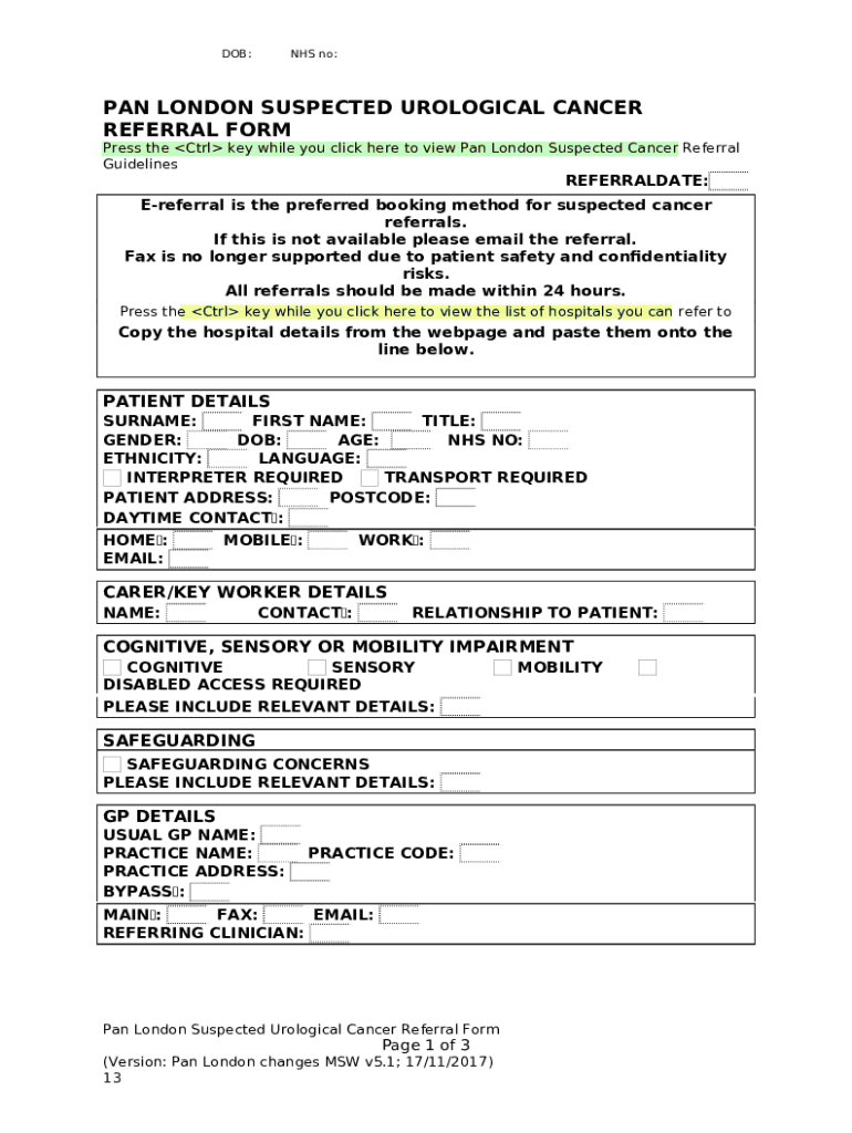 Pan-London suspected cancer referral s Doc Template | pdfFiller
