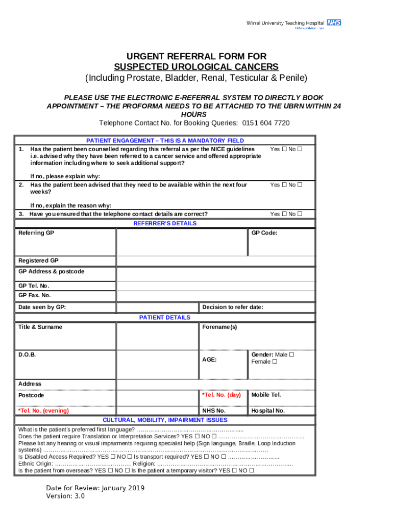 The '2-Week Wait' Rule for Referrals for Suspected Urological ... Doc ...