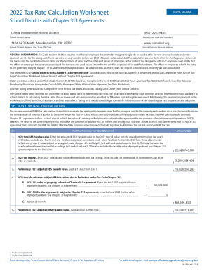 Fillable Online 2022 Tax Rate Calculation Worksheet - School Districts ...