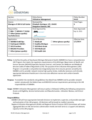 Fillable Online 04.02 Utilization Management. SOP Template Fax Email ...