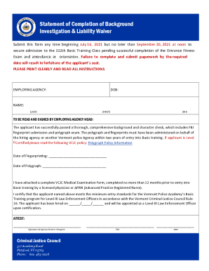 Fillable Online Statement of Completion of Background Investigation ...