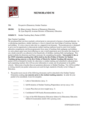 Fillable Online Student Teaching Entry Packet (STEP) Fax Email Print ...