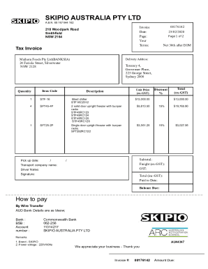 Fillable Online SKIPIO AUSTRALIA PTY LTD - MYOB Community Fax Email ...