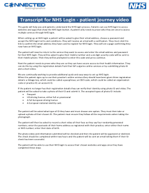 Fillable Online Transcript for NHS Login - patient journey video Fax ...