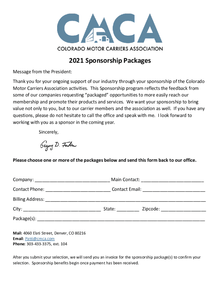 Fillable Online Thank you to our Corporate Sponsors! Fax Email Print - pdfFiller