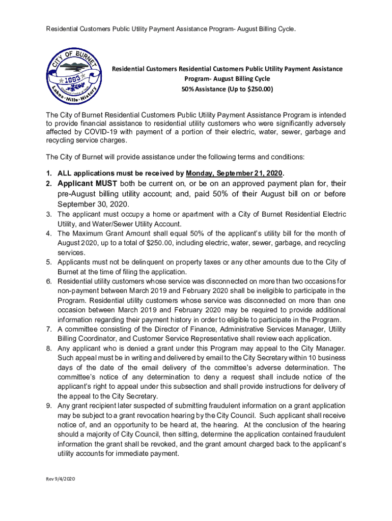 Fillable Online Application-Residential Utility Payment Assistance Prgm ...