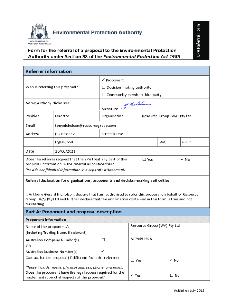 Fillable Online Referral Form (PDF, 283.18 KB) - EPA WA Fax Email Print ...