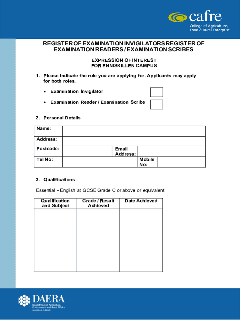 Fillable Online Application-form-invigilators-Enniskillen-Campus ...
