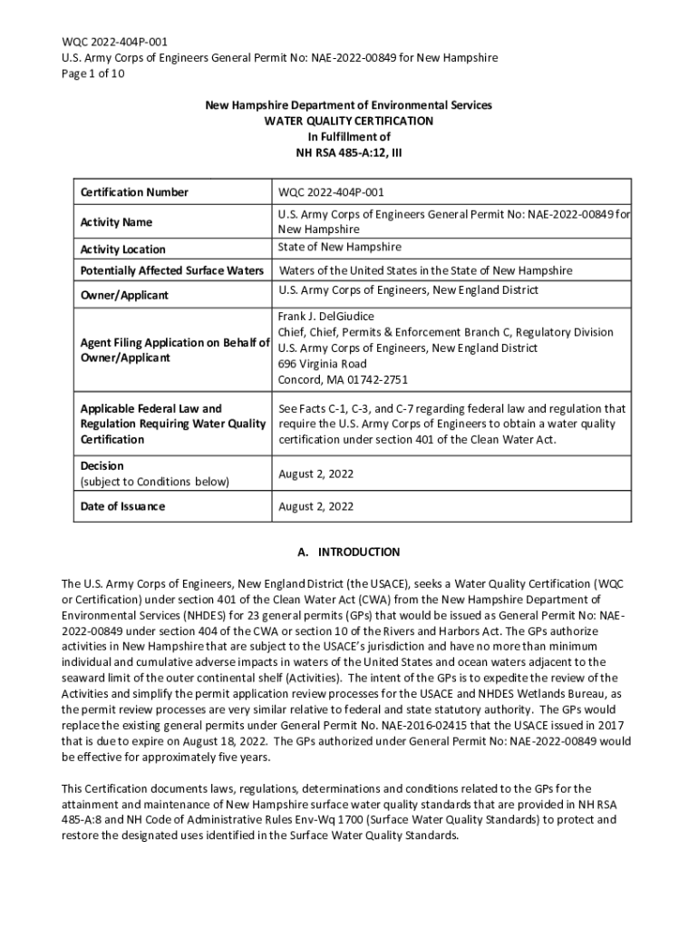 Fillable Online The Army Corps of Engineers' Nationwide Permits Program ...