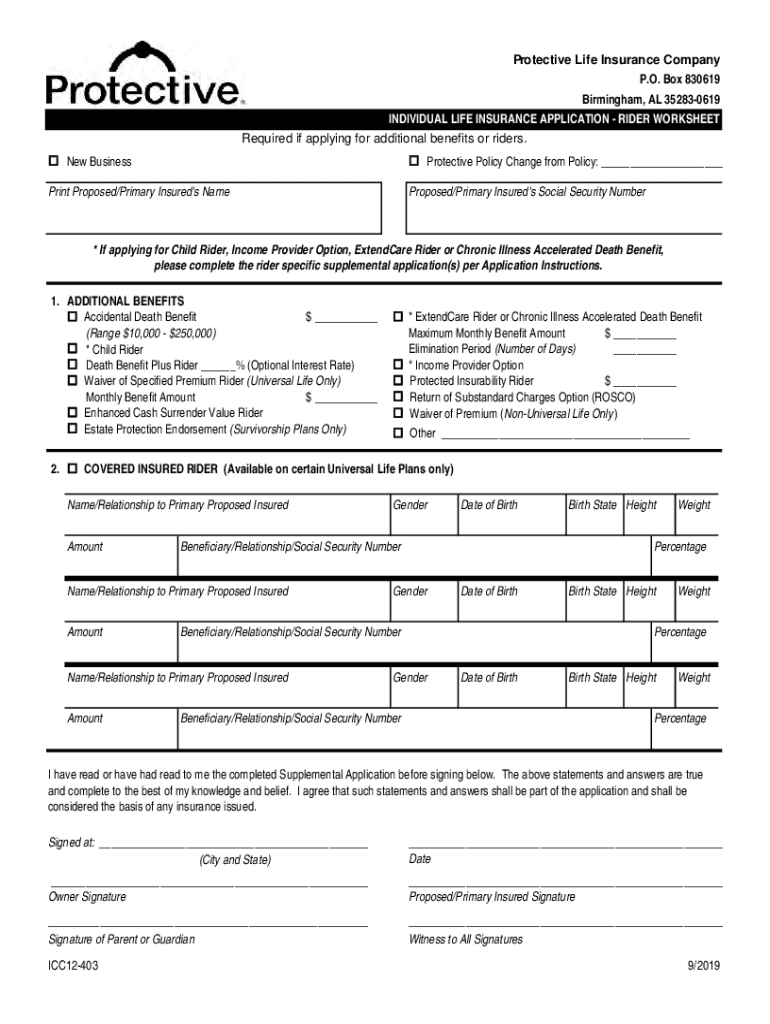 Fillable Online Fillable Online INDIVIDUAL LIFE INSURANCE APPLICATION ...