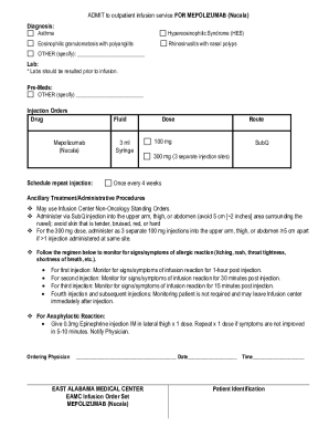 Fillable Online Lab: Pre-Meds: Injection Orders Drug Fluid Dose Route M ...