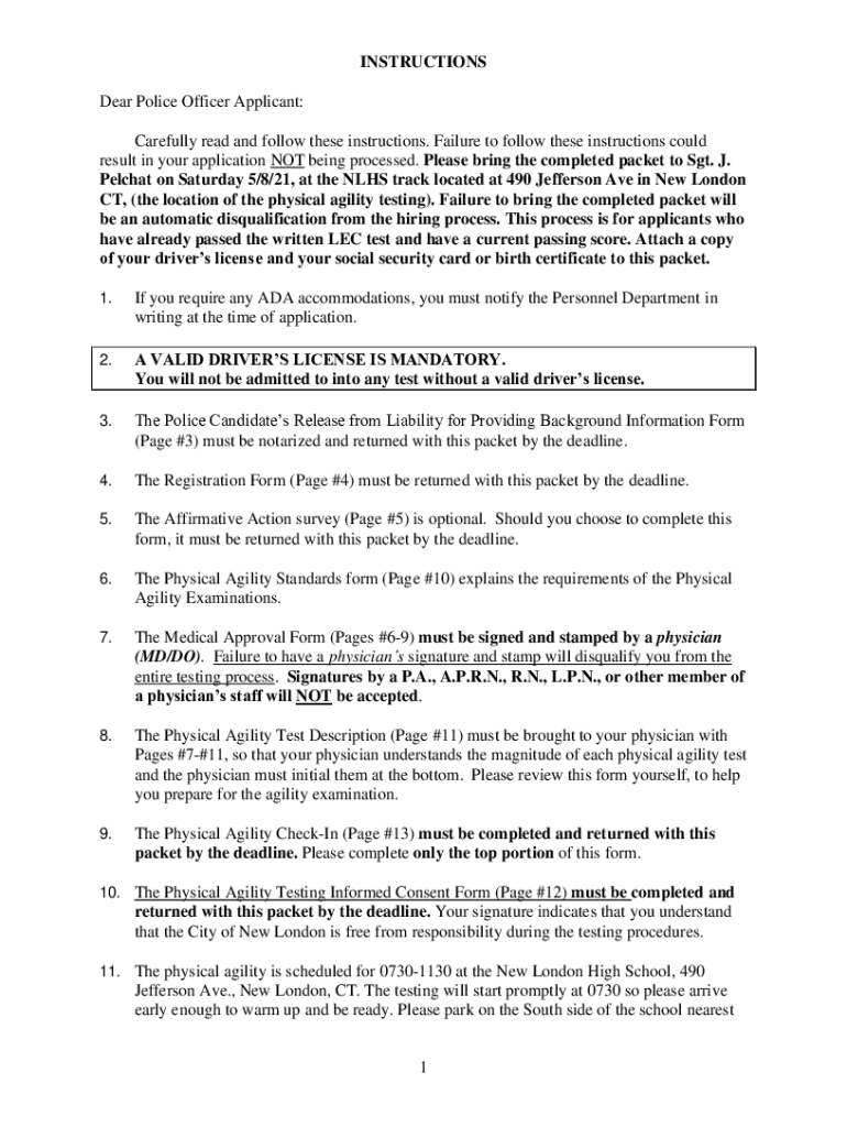 Fillable Online 1 INSTRUCTIONS Dear Police Officer Applicant ... - PublicSafetyApp Fax Email ...