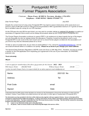 Fillable Online Members - FPA 2022-23 - application form Fax Email ...
