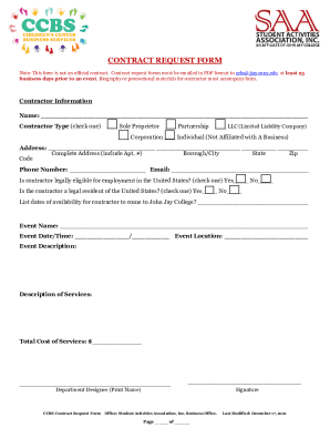 Fillable Online CONTRACT REQUEST FORM Fax Email Print - pdfFiller
