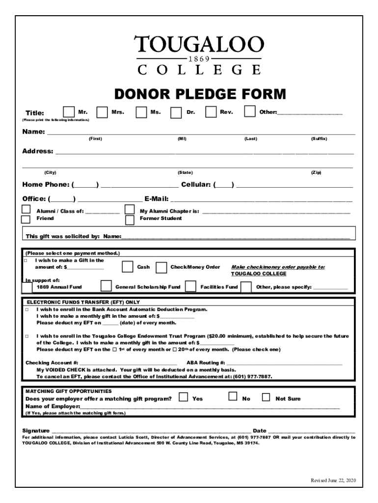 Fillable Online $ DONOR PLEDGE FORM - DC.gov Fax Email Print - pdfFiller