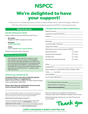 Fillable Online We're delighted to have your support! - NSPCC Fax Email ...