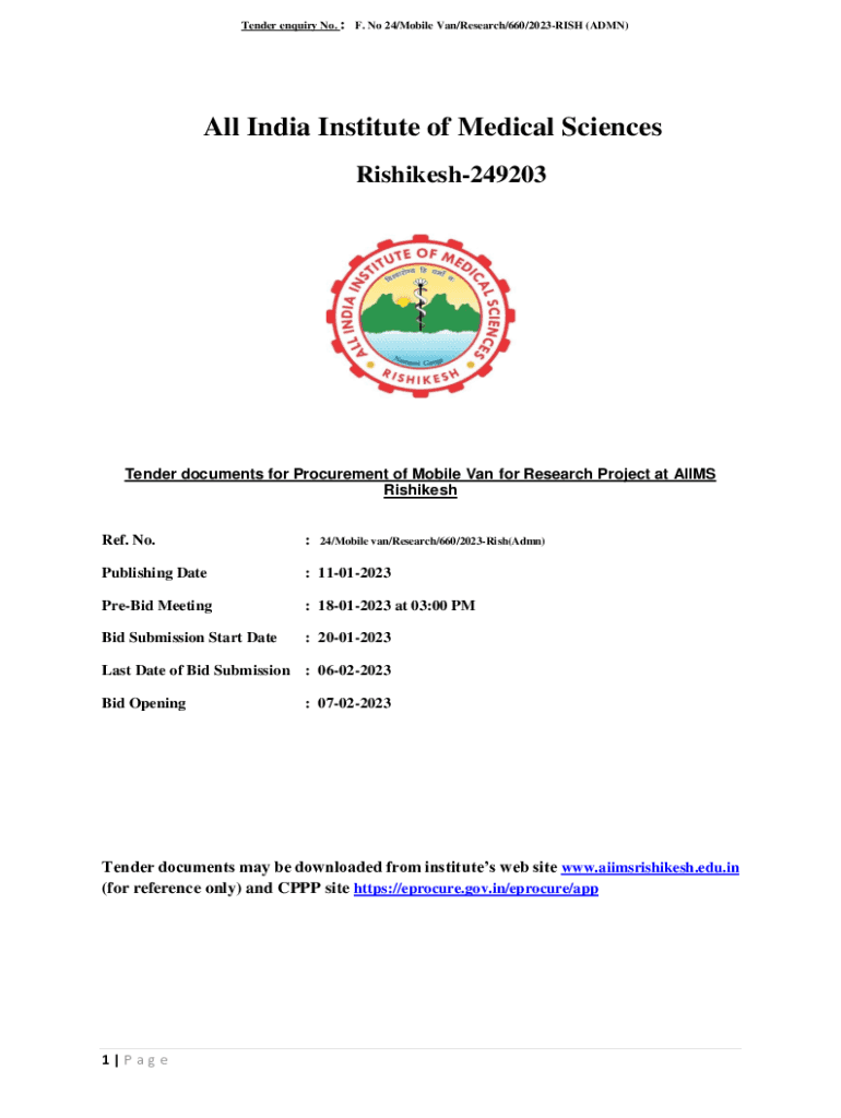 Fillable Online aiimsrishikesh edu Rishikesh All India Institute of Medical Sciences e Tenders ...