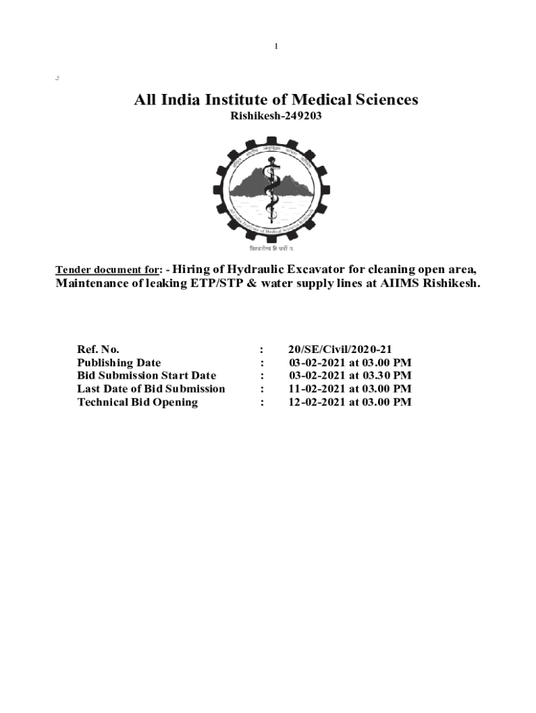 Fillable Online aiimsrishikesh edu comprehensive operation and maintenance of sewage ... - ESIC ...