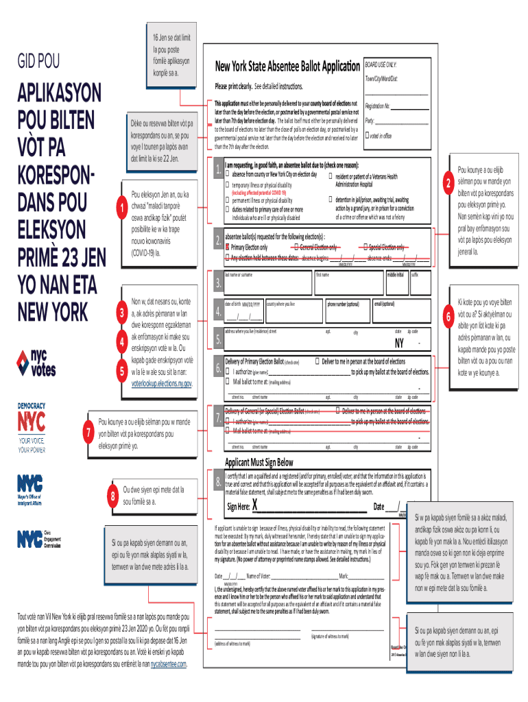 Fillable Online Guide to the NYS June 23 PE Absentee Ballot ...