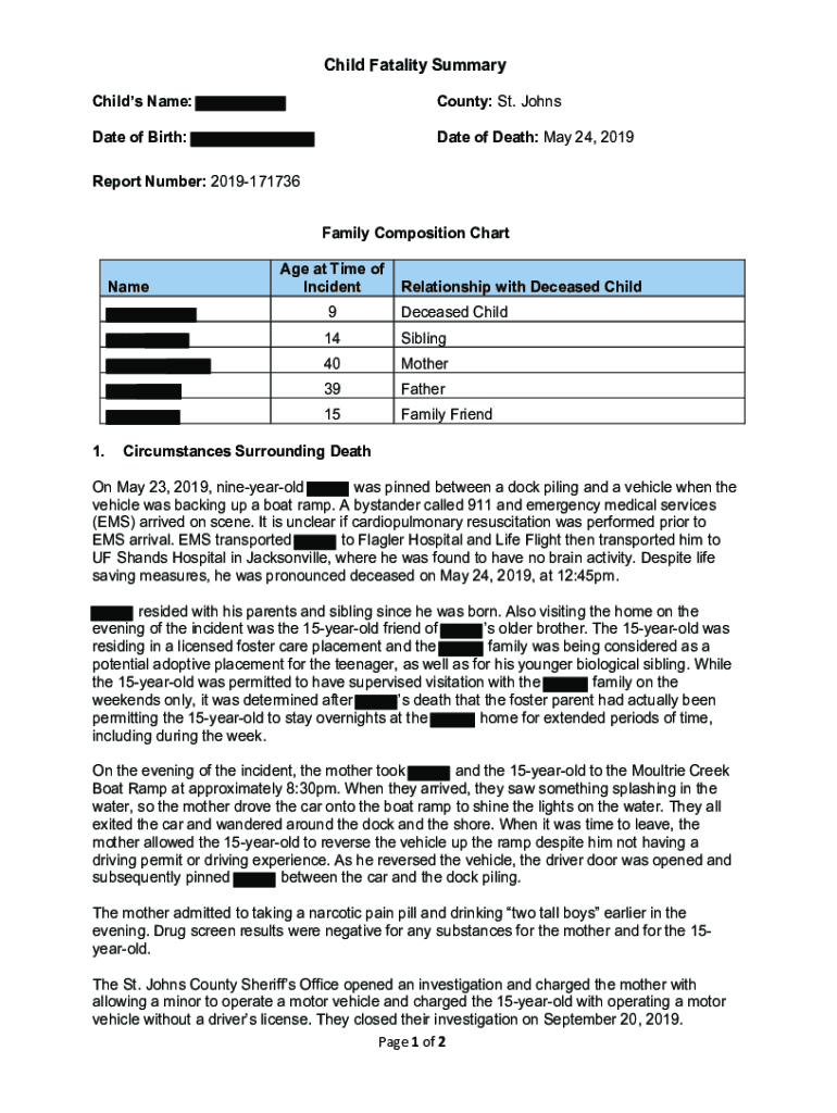 Fillable Online State Child Fatality List - Arkansas Department of ...