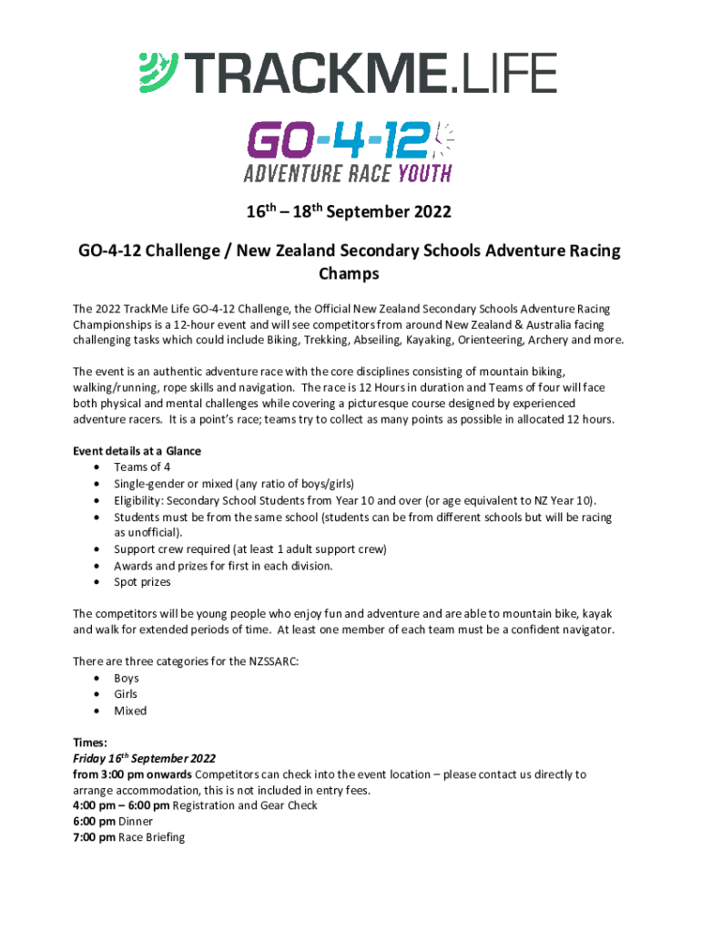 Fillable Online Southland Secondary School Junior Adventure Race Fax Email Print - pdfFiller