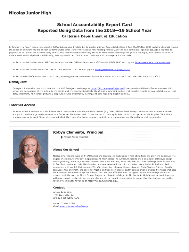 Fillable Online Foothill Ranch Middle School - School Accountability ...