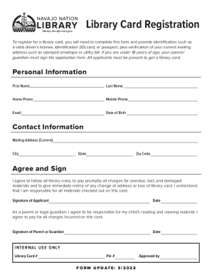 Fillable Online The Navajo Nation LibraryServicesGet a Library Card Fax ...