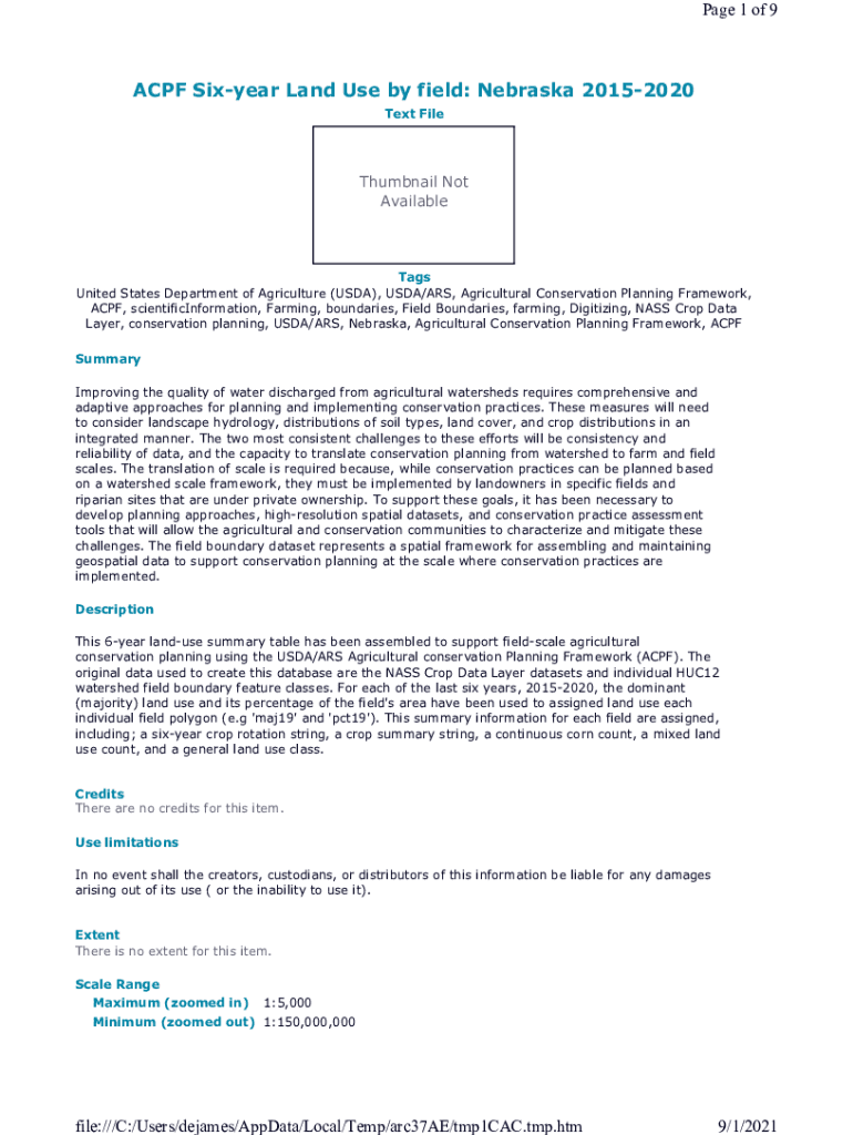 Fillable Online data nal usda ACPF Six-year Land Use by field: Wisconsin - USDA Fax Email Print ...