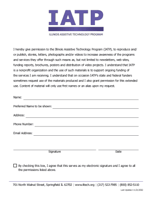 Fillable Online IATP Photo Release Form Fax Email Print - pdfFiller