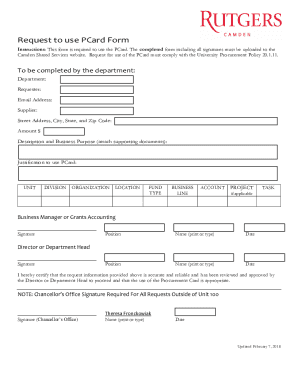 Fillable Online Request to use PCard Form - Shared Services Center Fax ...