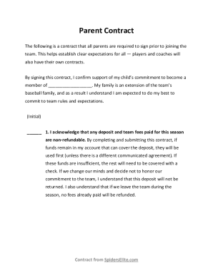 Fillable Online Parent Contract Template.docx Fax Email Print - pdfFiller
