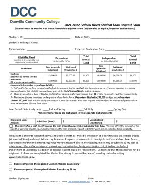 Fillable Online 2021-2022 Federal Direct Loan Request Form Fax Email Print - pdfFiller
