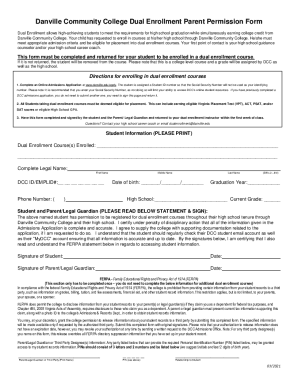 Fillable Online Dual Enrollment Parent Permission Form Fax Email Print - pdfFiller