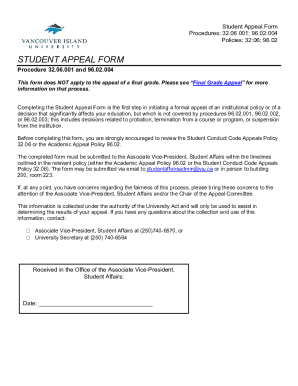 Fillable Online STUDENT APPEAL FORM Fax Email Print - pdfFiller