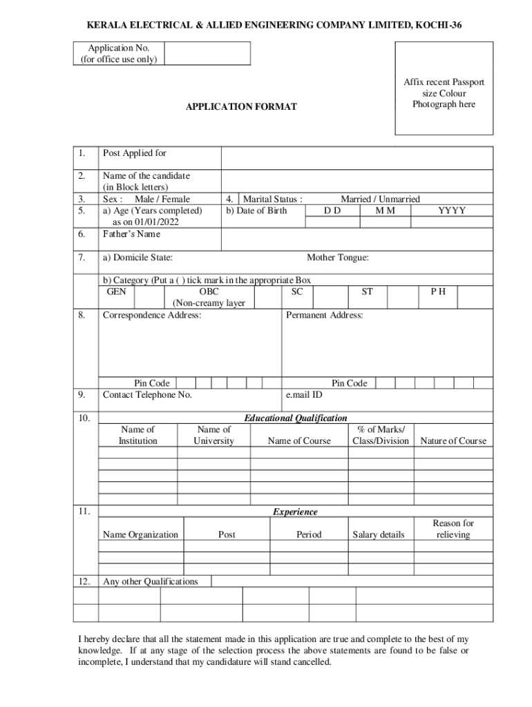 Fillable Online Freshersnow.com KEL Application Form Fax Email Print ...