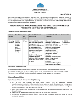 Fillable Online freshersnow.com NBCC Marketing Executive Notification ...