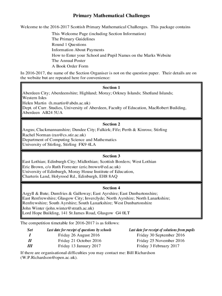 Fillable Online Primary Maths Challenge - Primary Mathematics Challenge ...