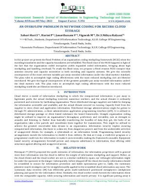 Fillable Online AN OVERFLOW PROBLEM IN NETWORK CODING FOR ... - IRJMETS Fax Email Print - pdfFiller