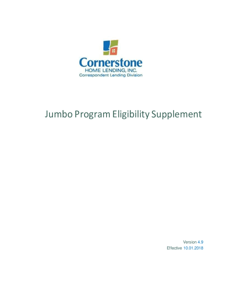 Fillable Online Jumbo Program Underwriting Guidelines and Eligibility ...
