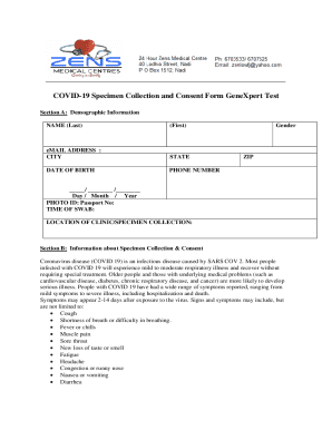 Fillable Online COVID-19 Specimen Collection and Consent Form GeneXpert ...